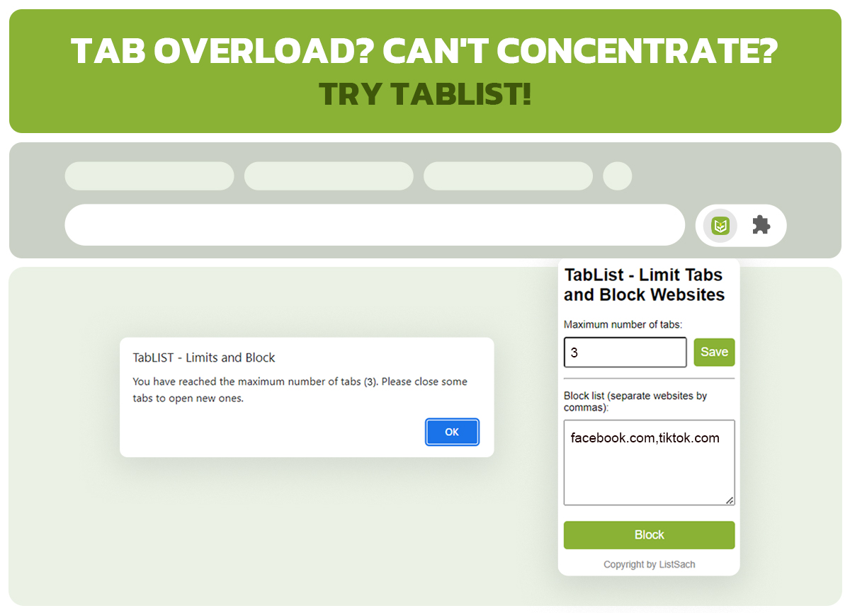 TabLIST | Limit Tabs and Block Websites - Stay Focused, Work Efficiently